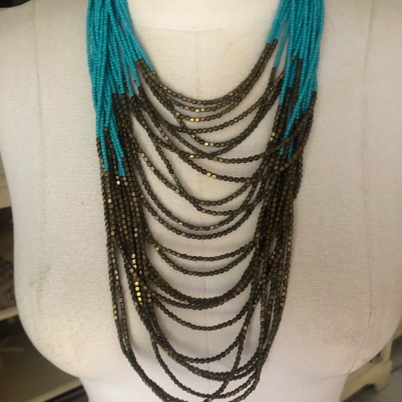Cara New York | Jewelry | Cara Nw York Turquoise Gold Beaded Necklace ...